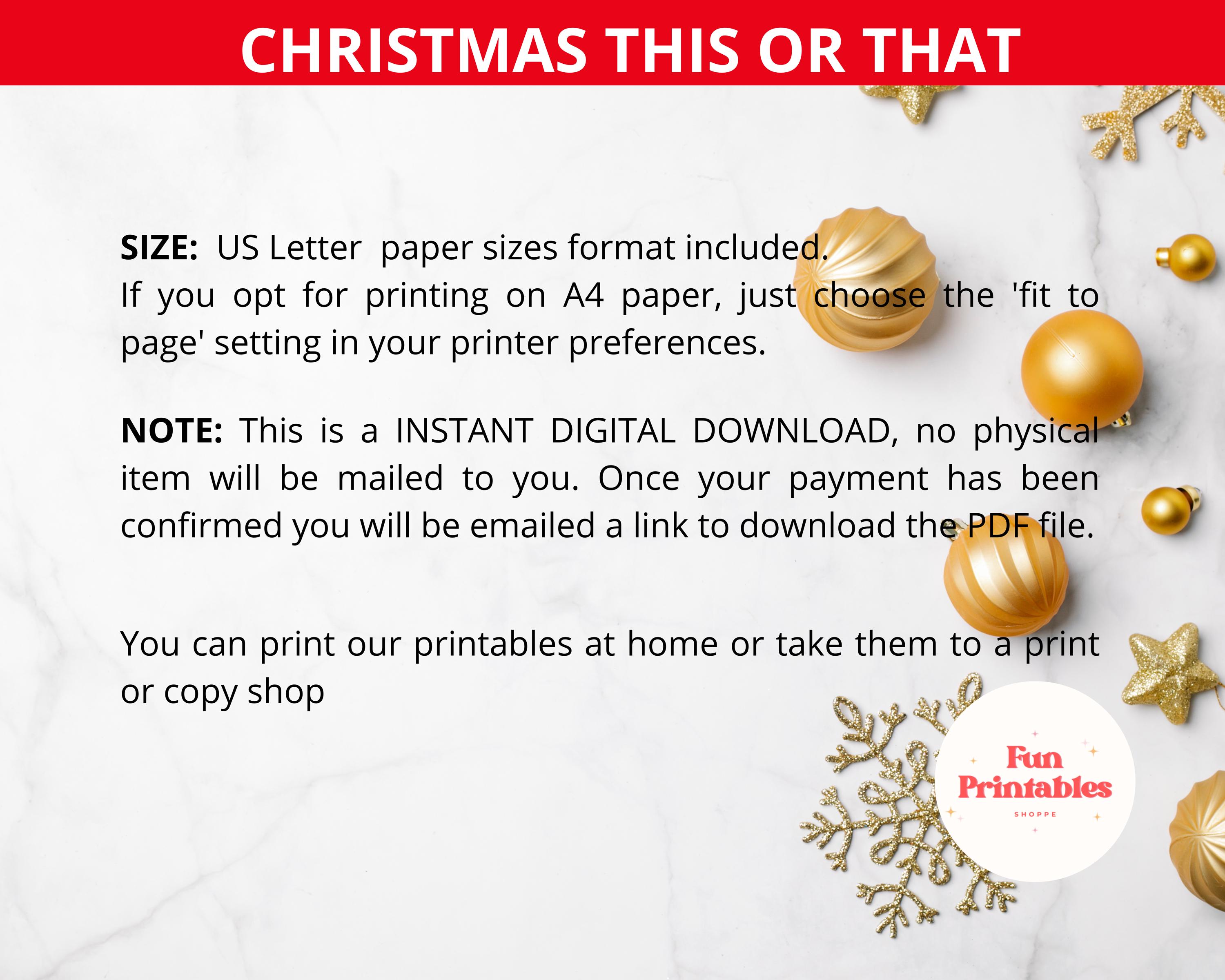 Christmas This or That Game,would You Rather Game,friendsmas Icebreaker ...