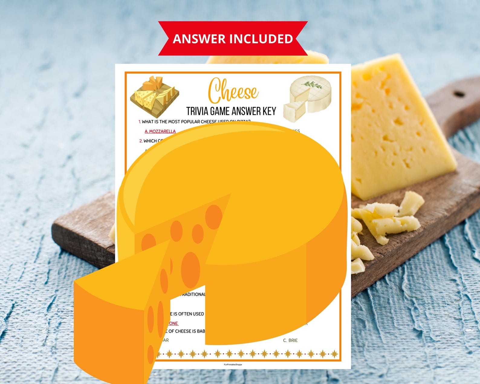 Cheese Trivia Game,printable Cheese Trivia,cheese Party Game,food ...
