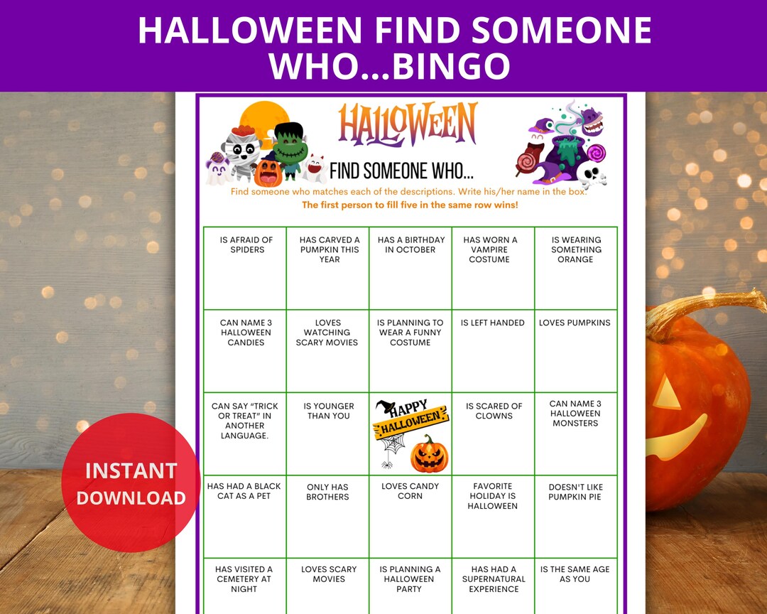 Halloween Find Someone Who,human Bingo Party,halloween Find the Guest ...