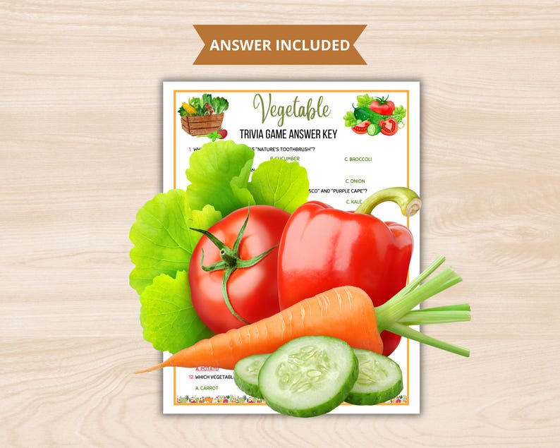 Vegetable Trivia Game,food Trivia,veggies Quiz,plant Trivia,nature ...