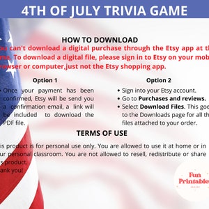 4th of July Trivia Game,july Trivia,summer Trivia Quiz,fourth or July ...