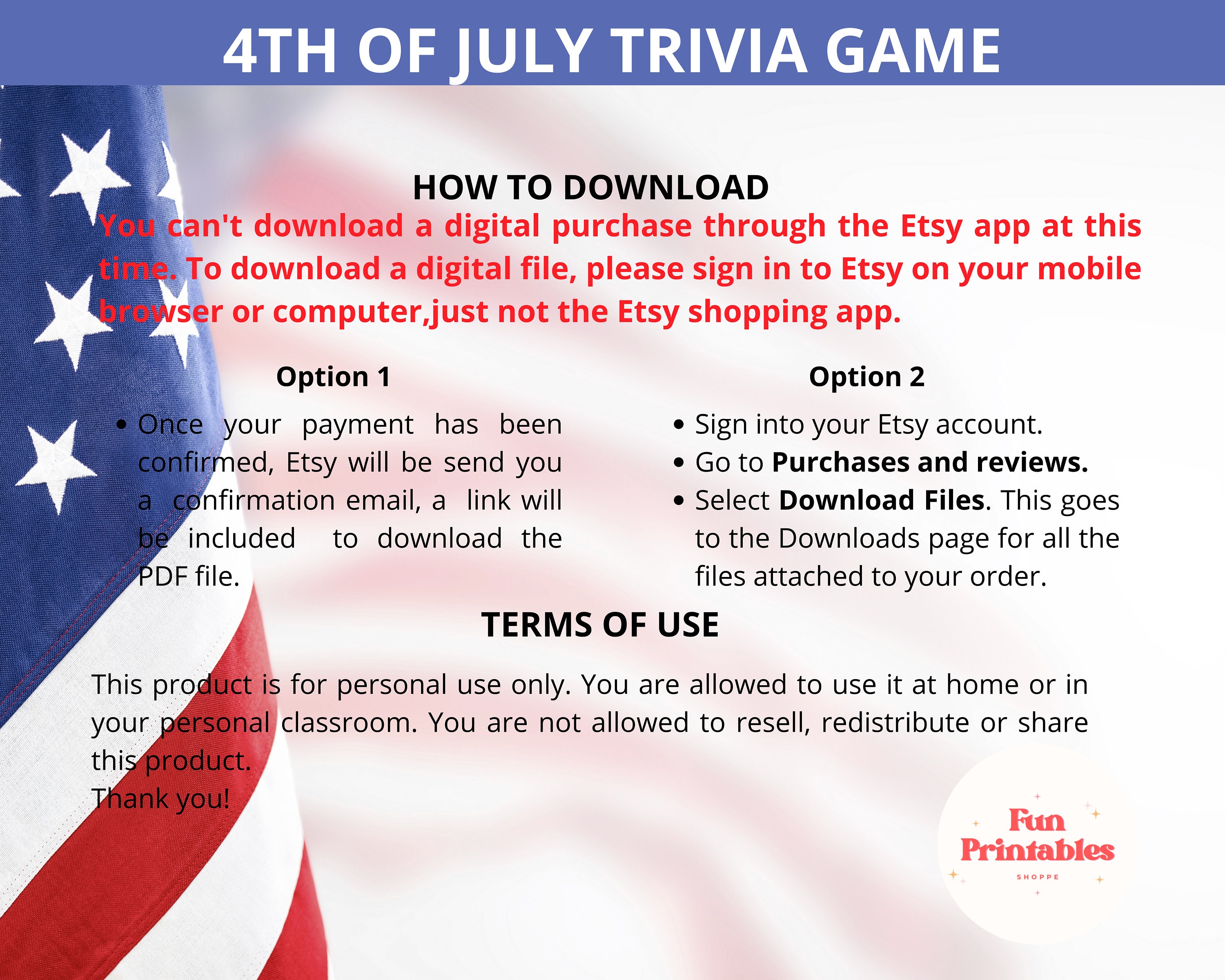 4th of July Trivia Game,july Trivia,summer Trivia Quiz,fourth or July ...