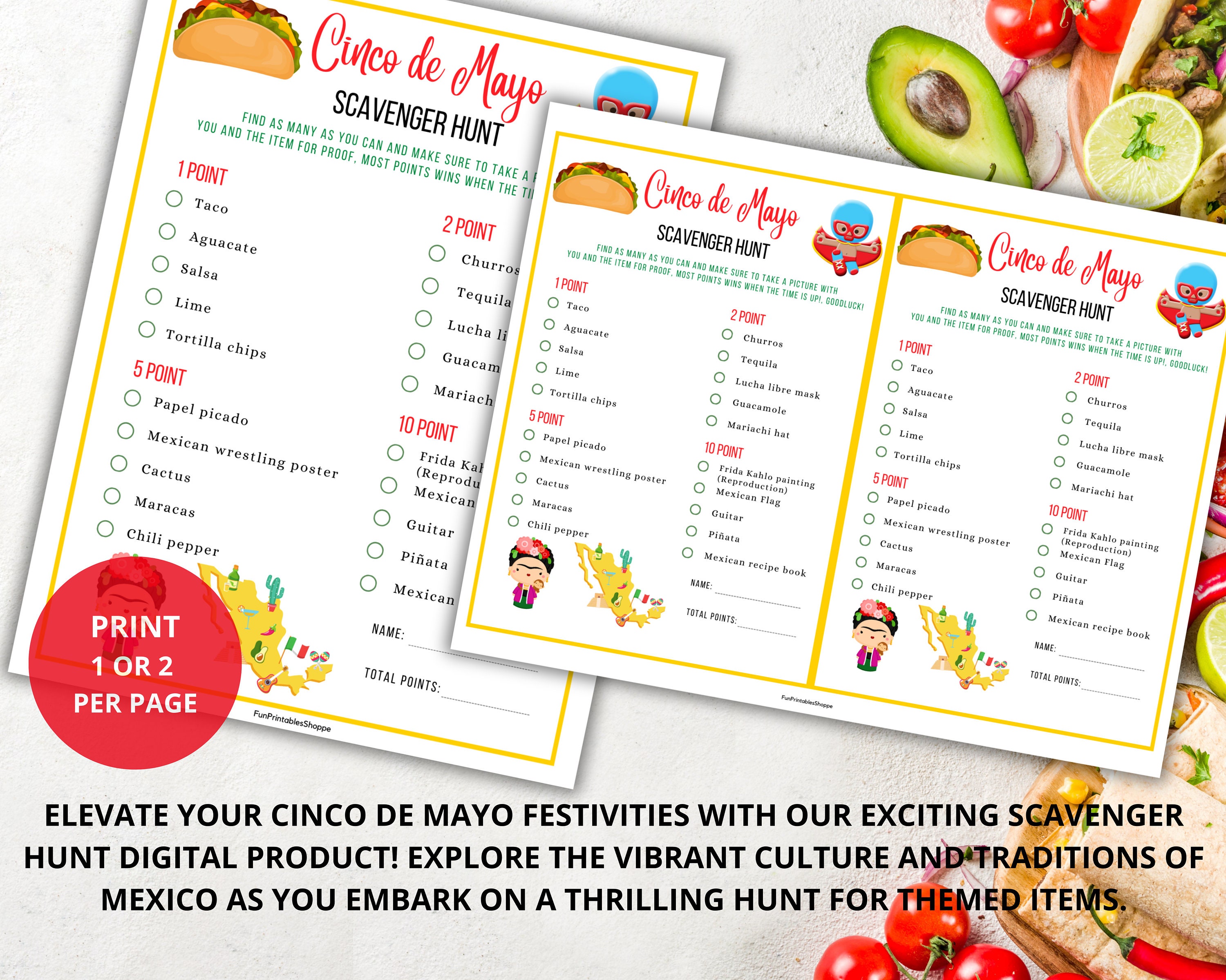 Cinco De Mayo Scavenger Hunt Game,treasure Hunt,mexican Party Games ...