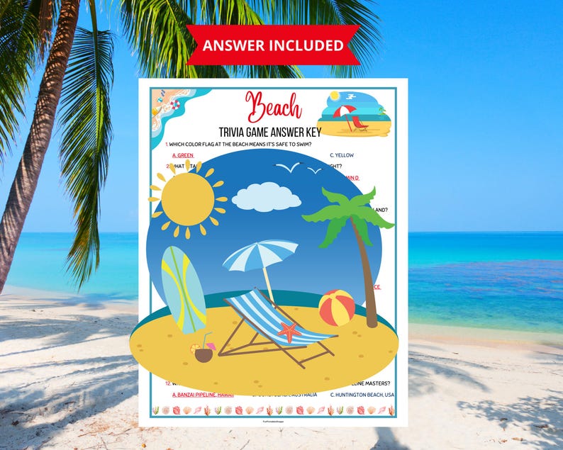 Beach Trivia Game,ocean Trivia,sea Trivia Game,summer Trivia,fun Beach ...