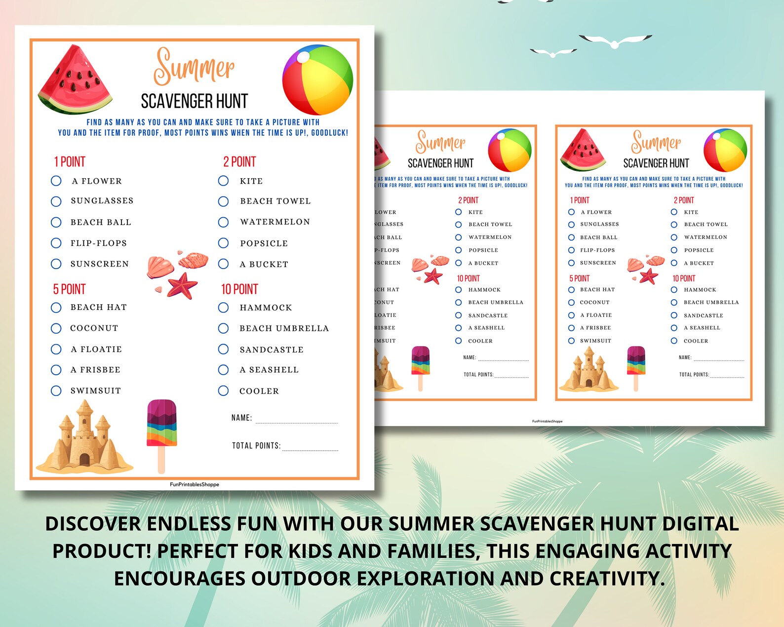 Summer Scavenger Hunt Game,scavenger Treasure Hunt Party Game ...