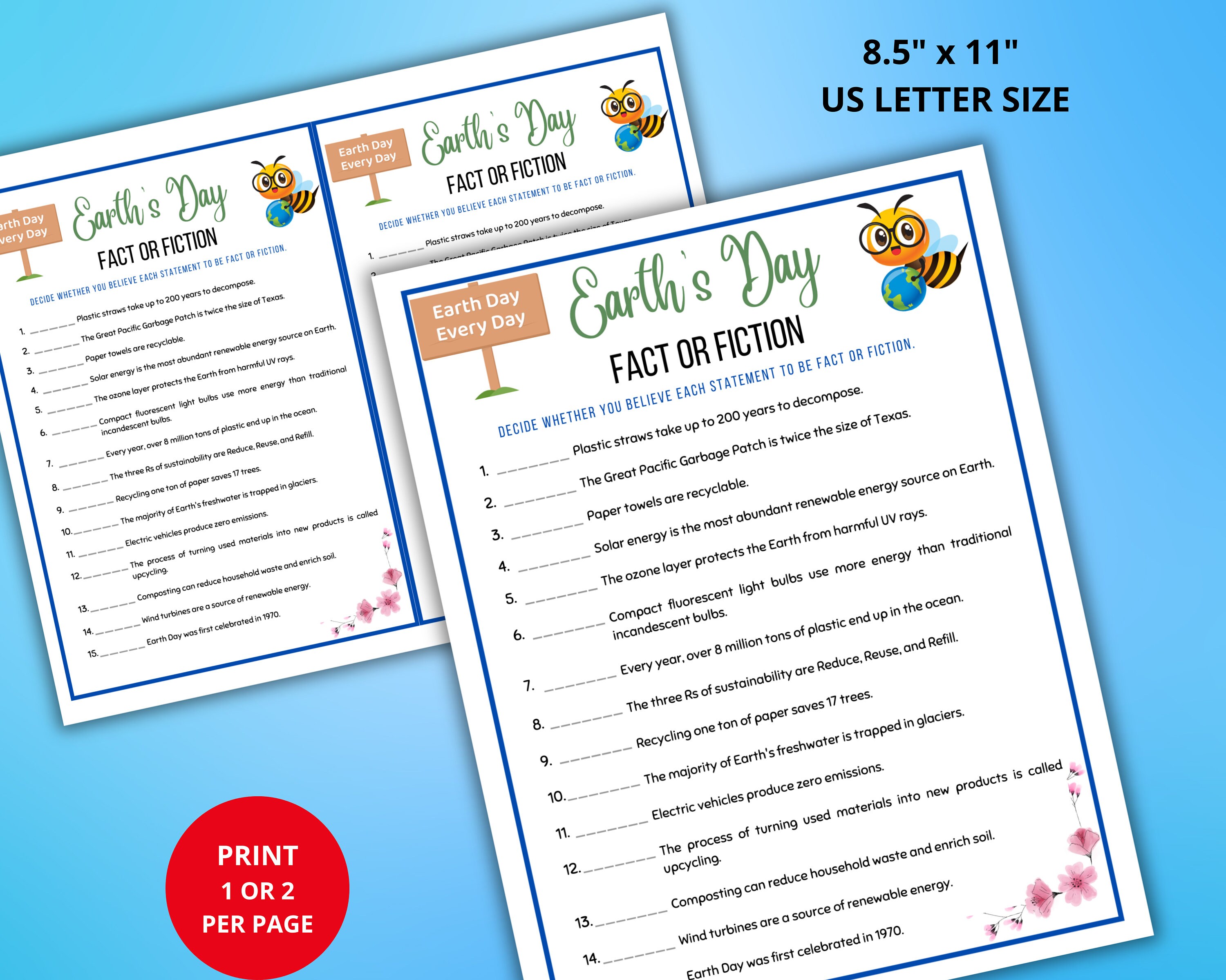 Earth Day Fact or Fiction Game,earth Trivia Quiz,earth Day True or ...