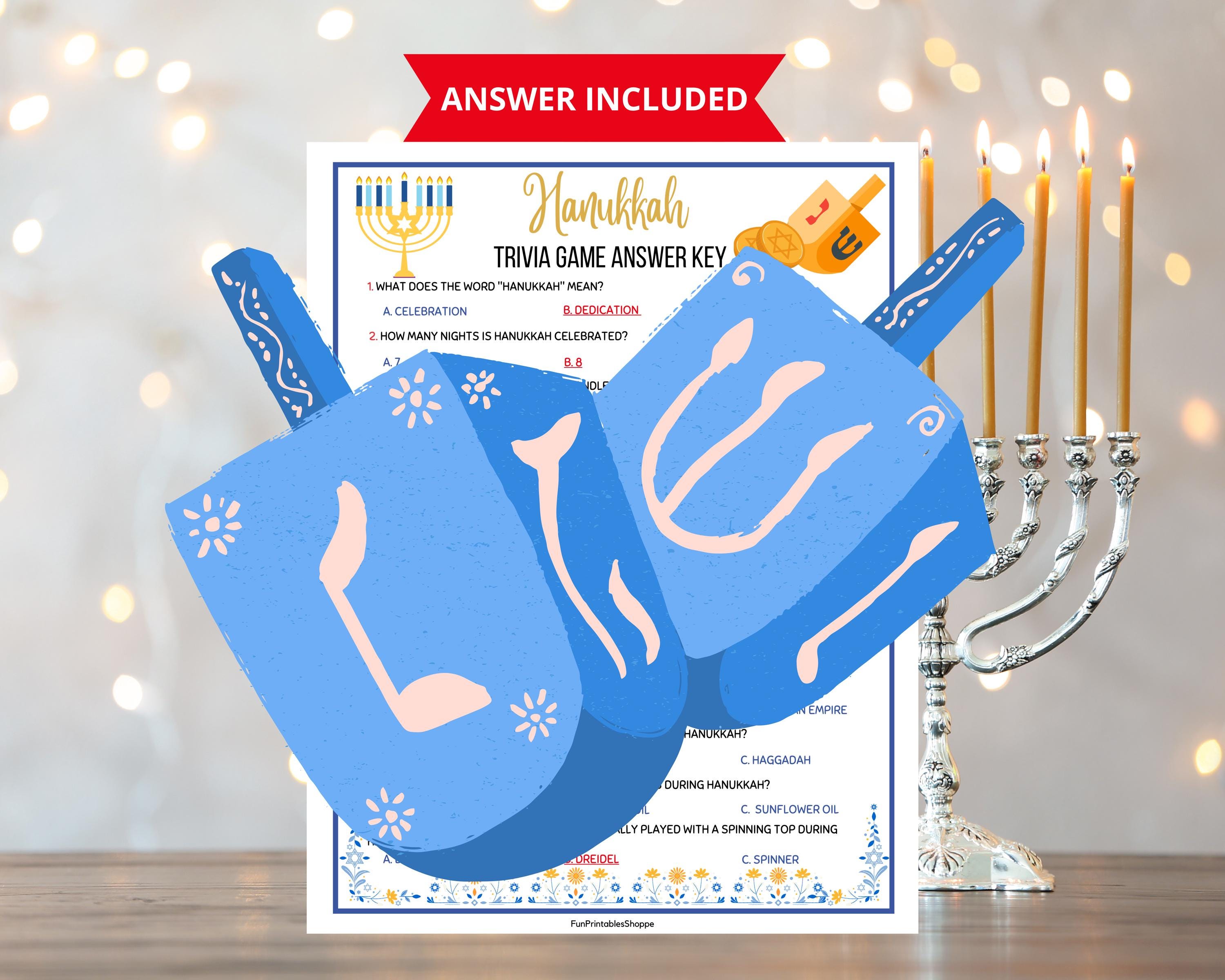 Hanukkah Trivia Game,jewish Trivia,hanukkah Printable Trivia,holiday ...