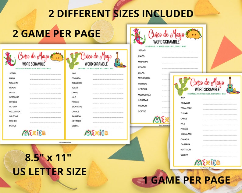 Cinco De Mayo Word Scramble Game, Word Game,mexican Party Games,cinco ...