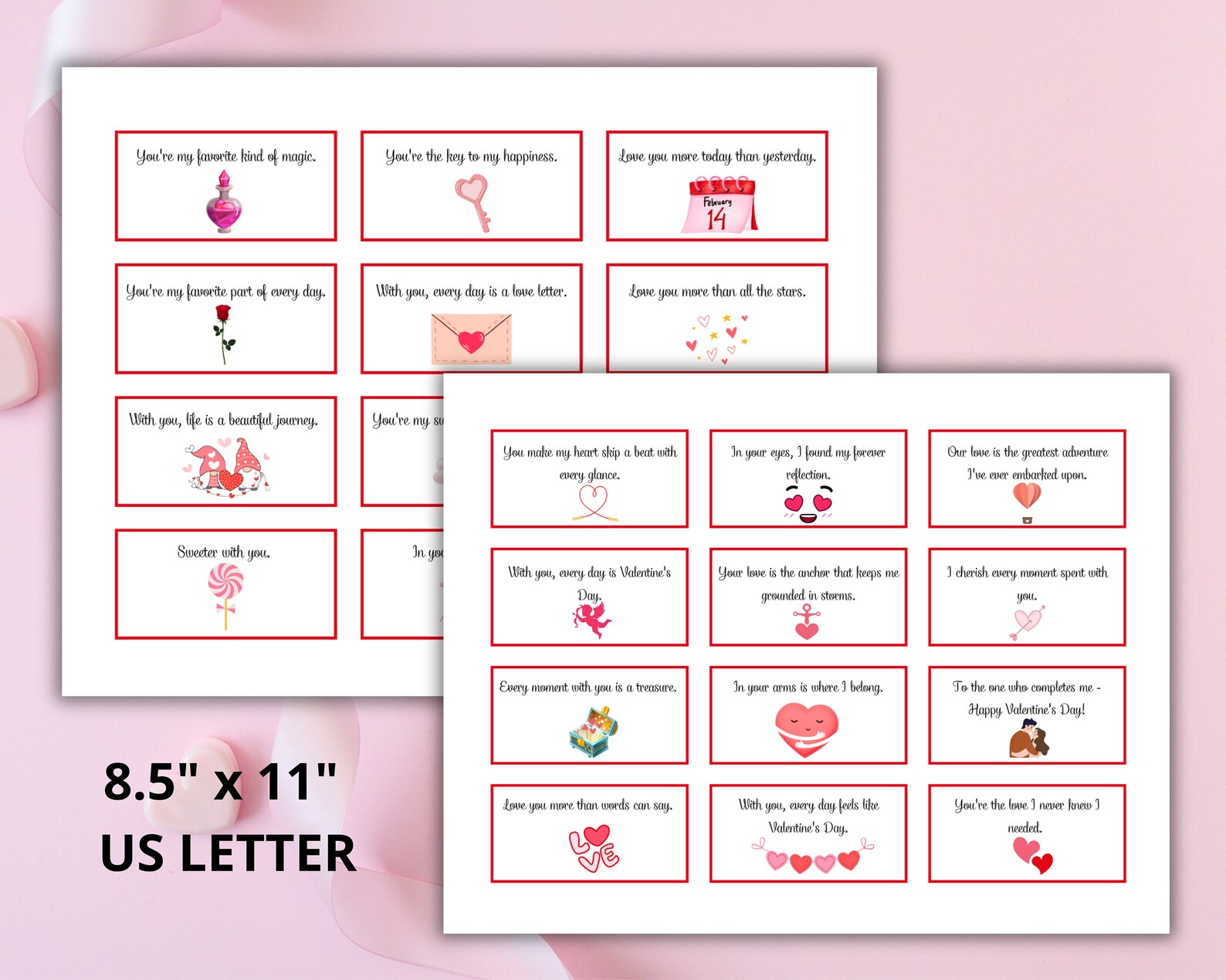 Printable Love Notes, Reasons I Love You, Love Note Box, Romantic Mini ...