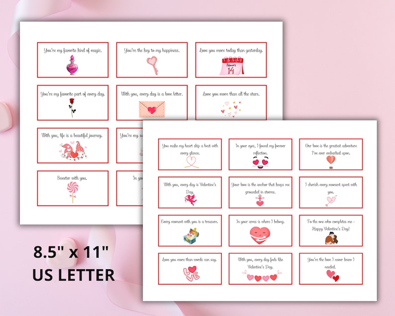 Printable Love Notes, Reasons I Love You, Love Note Box, Romantic Mini ...