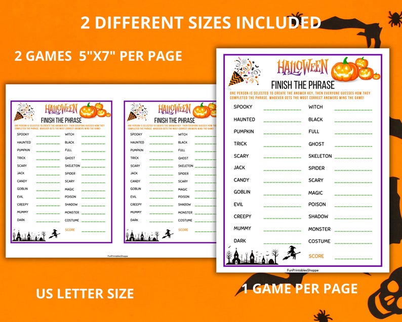 Halloween Finish the Phrase,halloween Party Game,halloween Quiz ...