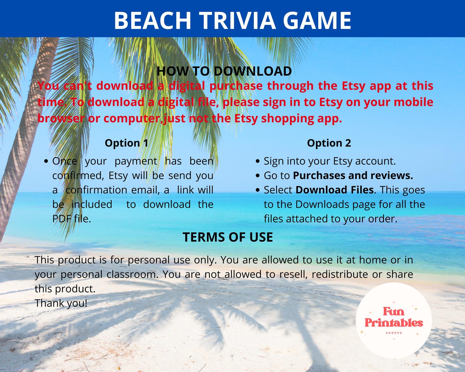 Beach Trivia Game,ocean Trivia,sea Trivia Game,summer Trivia,fun Beach ...
