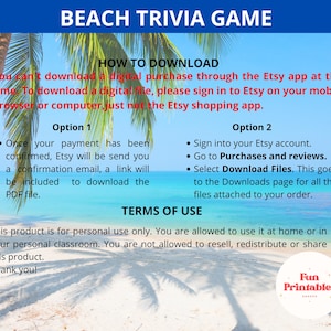 Beach Trivia Game,ocean Trivia,sea Trivia Game,summer Trivia,fun Beach ...