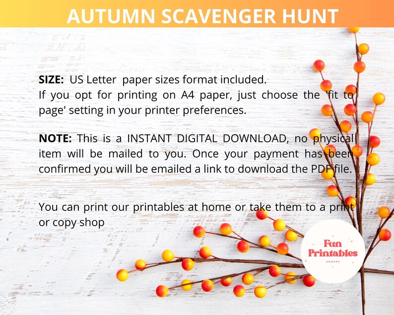Fall Scavenger Hunt,fall Treasure Hunt,season Scavenger Hunt,fall Party ...