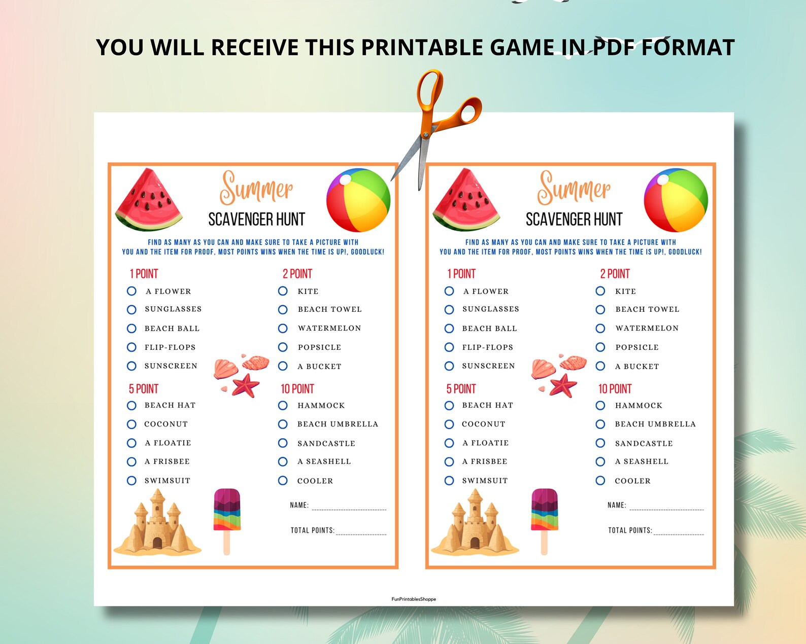 Summer Scavenger Hunt Game,scavenger Treasure Hunt Party Game ...