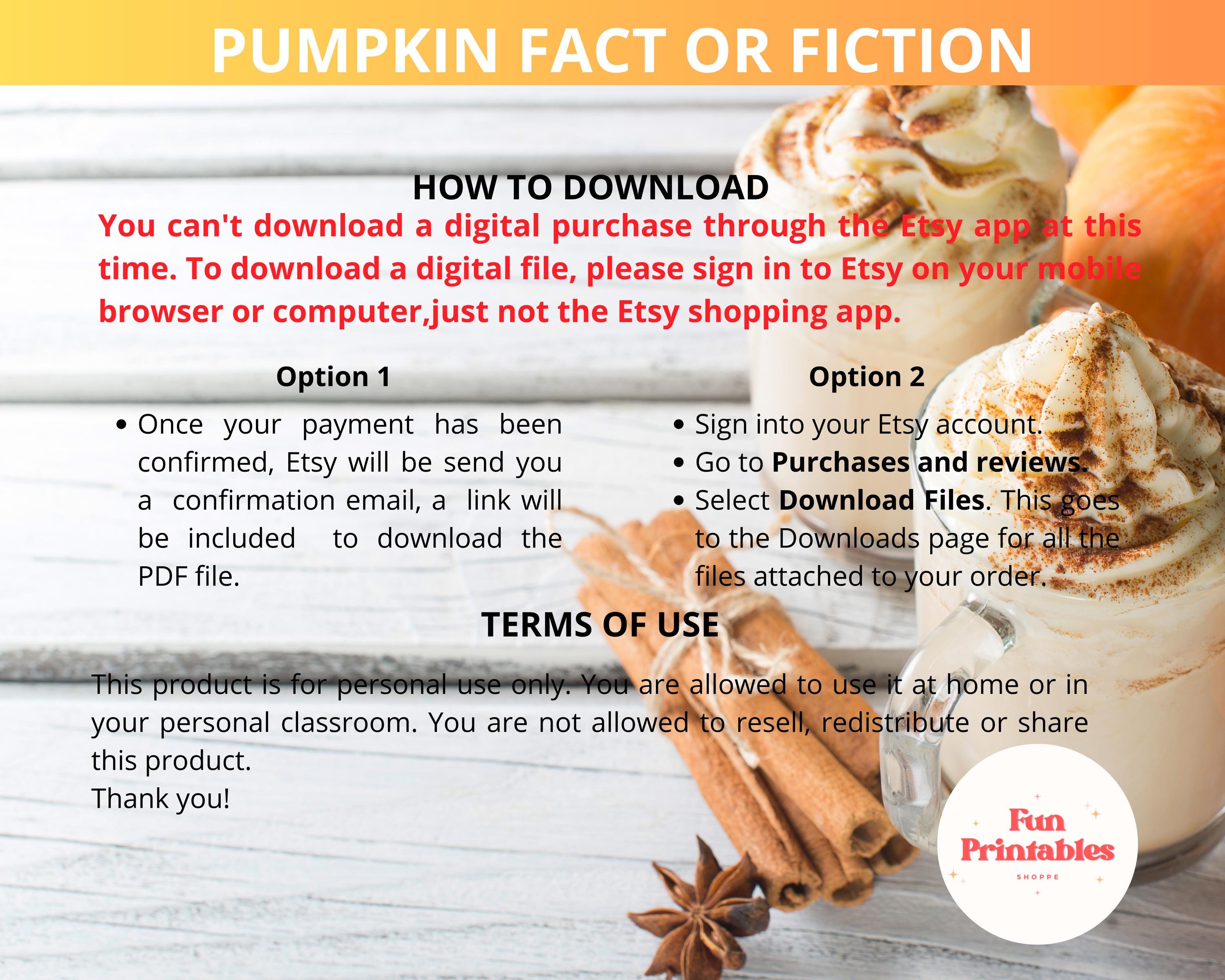 Pumpkin Trivia,pumpkin Fact or Fiction,fall Party Games,true or False ...