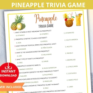 Pineapple Trivia Game,hawaiian Party Game,luau Birthday,tropical Game ...