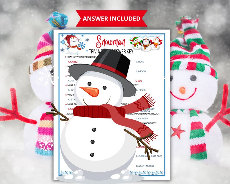Winter Trivia Game,snowman Trivia,winter Quiz,snow Questions,winter ...