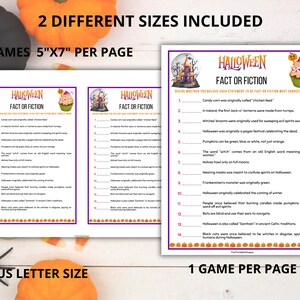 Halloween Fact or Fiction,halloween True or False,halloween Party Game ...