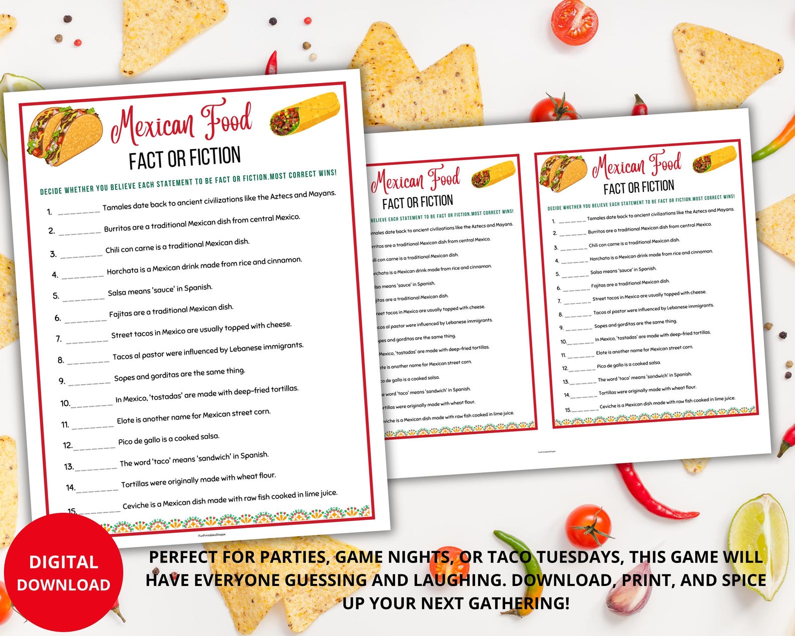 Mexican Food Fact or Fiction,mexican Food Trivia,mexico Trivia Quiz ...