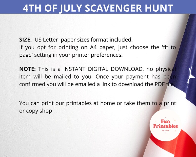 Fourth of July Scavenger Hunt,patriotic Scavenger Hunt,july 4th Party ...