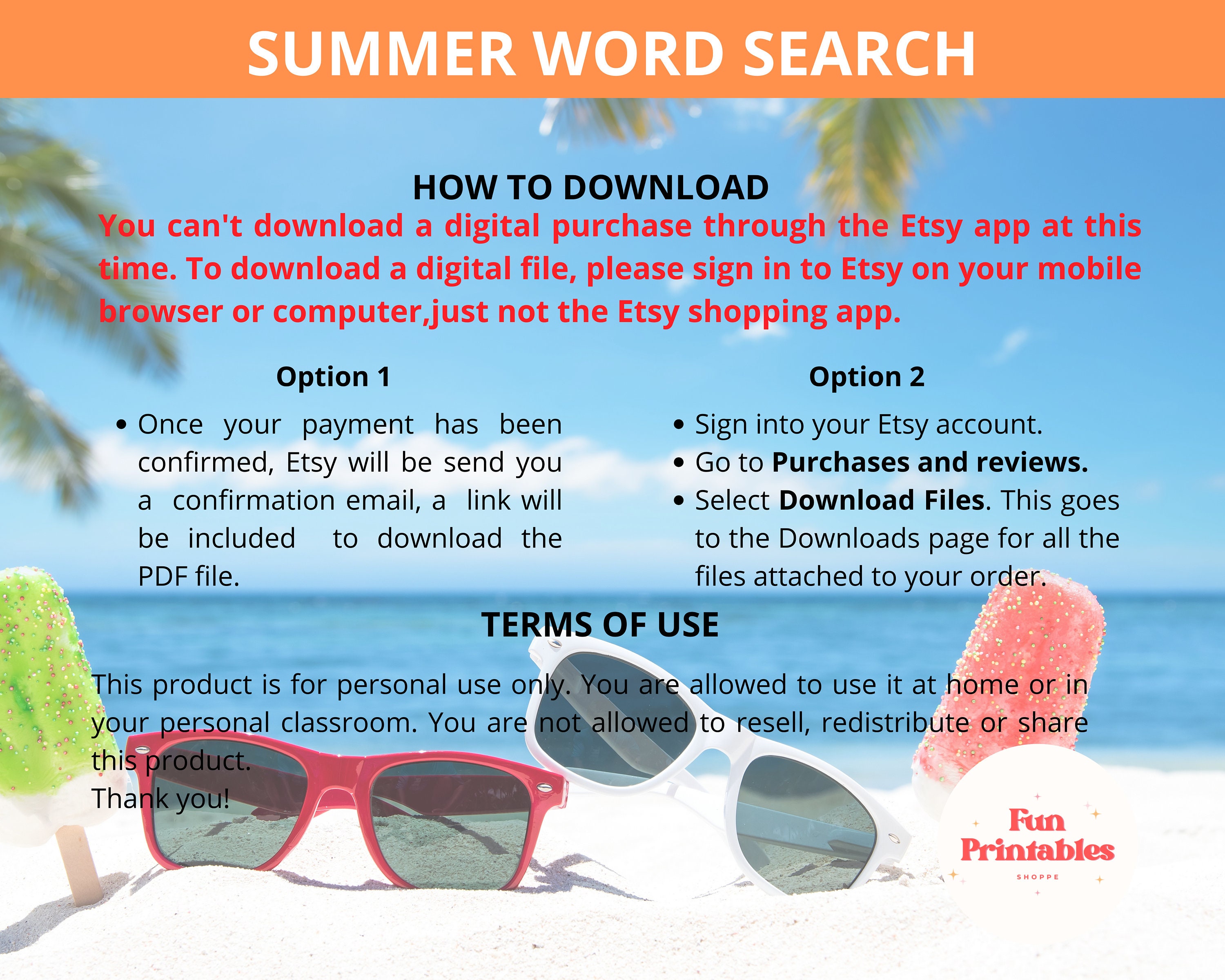 Summer Word Search,summertime Party Game,word Find Game,fun Summer ...