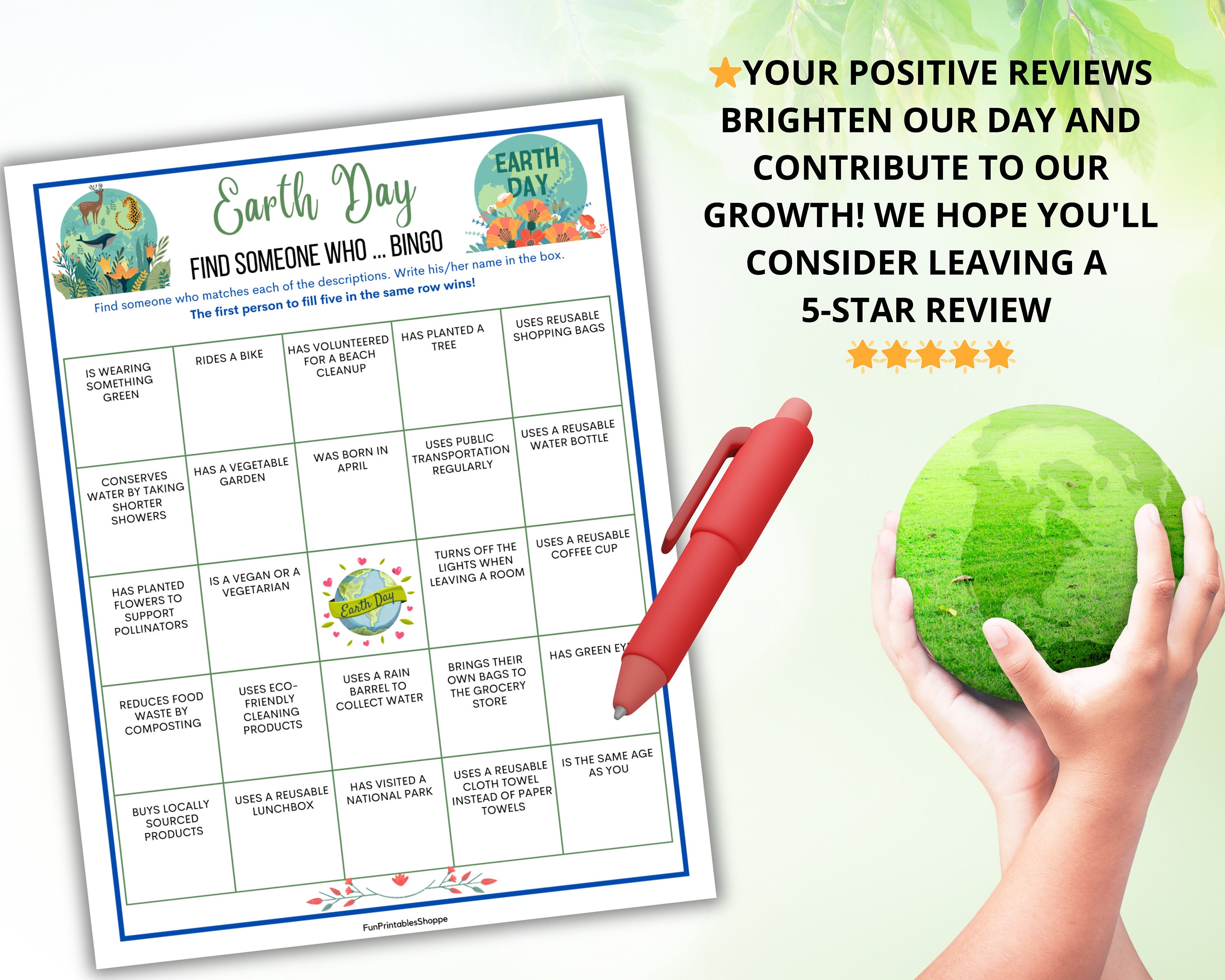 Earth Day Find Someone Who,earth Day Bingo Game,find the Guest,earth ...