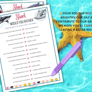 Shark Would You Rather Game,this or That Game Shark,shark Birthday ...