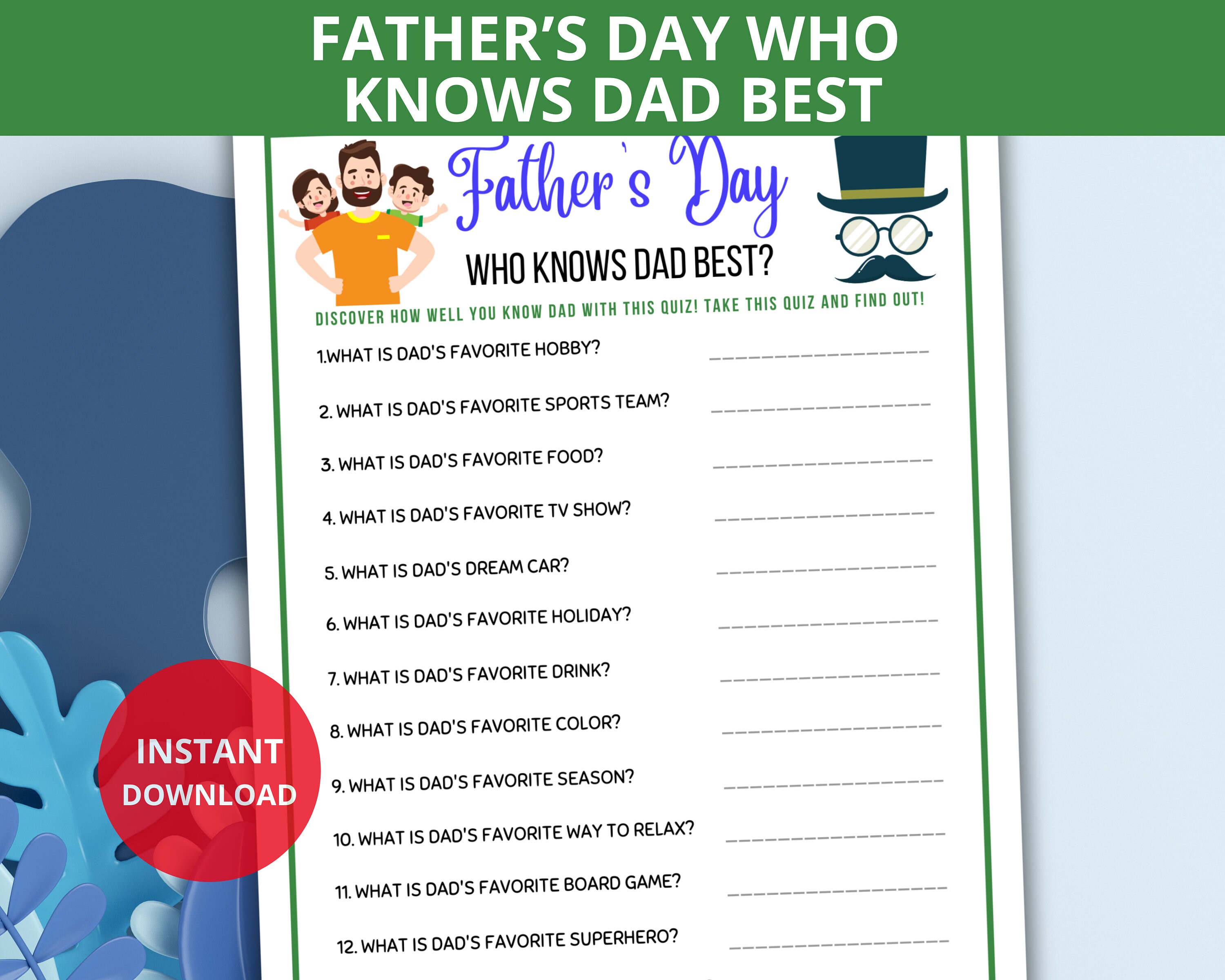 Who Knows Daddy Best Game,dad Quiz,father's Day Trivia,how Well Do You ...