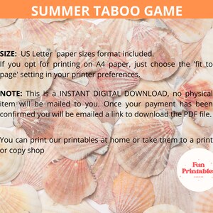 Summer Party Game,taboo Game,forbidden Words,taboo Word Game,pool Party ...