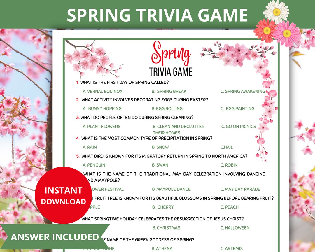 Spring Trivia Game, Fun Spring Questions, Spring Activity for Kids ...