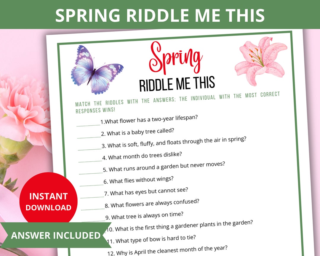 Spring Riddle Me This Game, Printable Spring Game, Springtime Games ...