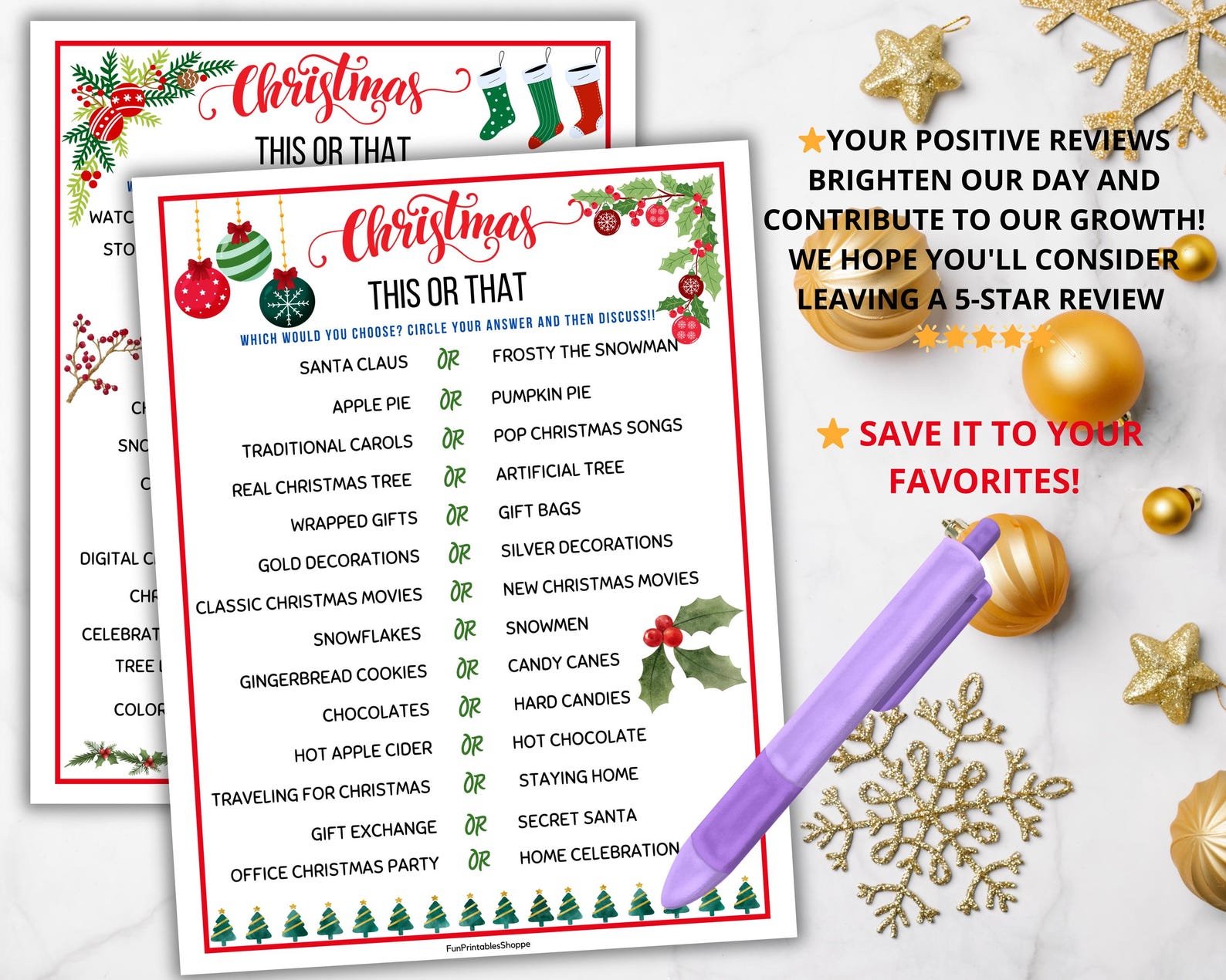 Christmas This or That Game,would You Rather Game,friendsmas Icebreaker ...