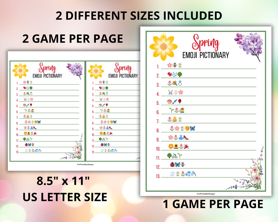Spring Emoji Game, Spring Party Game, Spring Season Game,family Game ...