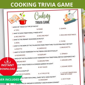 Cooking Trivia Game,food Trivia,cooking Quiz,kitchen Trivia,foodie ...