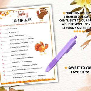 Turkey Day Quiz,thanksgiving Turkey Game,thanksgiving Fact or Fiction ...