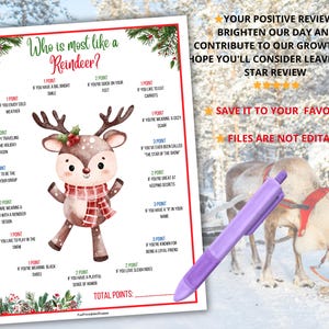 Who is Most Like Reindeer Game,holiday Reindeer Trivia,christmas Party ...