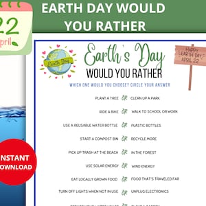 Earth Day Would You Rather Game, This or That Game,earth Day Activity ...