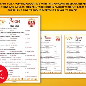 Popcorn Trivia Game,popcorn Quiz Game,food Trivia,popcorn Bar Activity ...