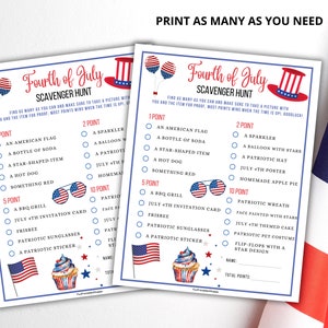 Fourth of July Scavenger Hunt,patriotic Scavenger Hunt,july 4th Party ...
