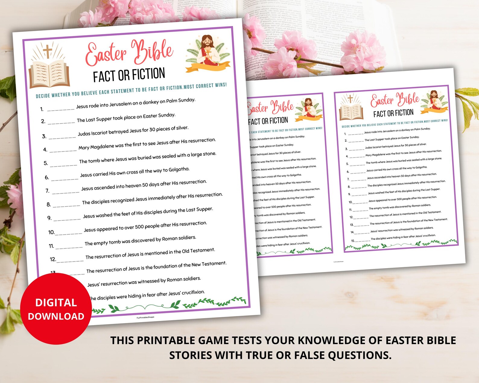 Easter Bible Fact or Fiction Game,easter Bible Quiz,easter Story Game ...