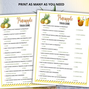 Pineapple Trivia Game,hawaiian Party Game,luau Birthday,tropical Game ...