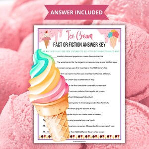 Ice Cream Fact or Fiction,ice Cream Trivia,ice Cream Social Game ...