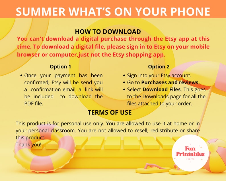 Summer Whats in Your Phone,summer Party Game,phone Game,pool Party ...