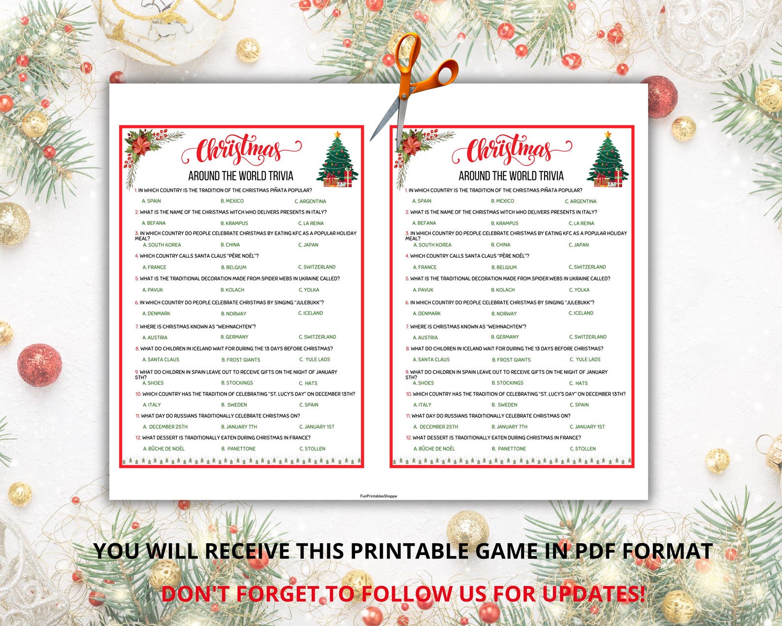 Christmas Around the World Trivia,christmas Trivia,christmas Quiz Game ...