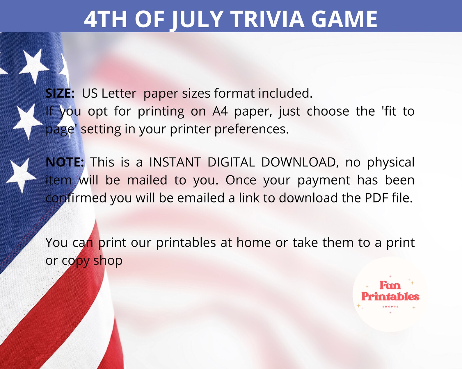 4th of July Trivia Game,july Trivia,summer Trivia Quiz,fourth or July ...