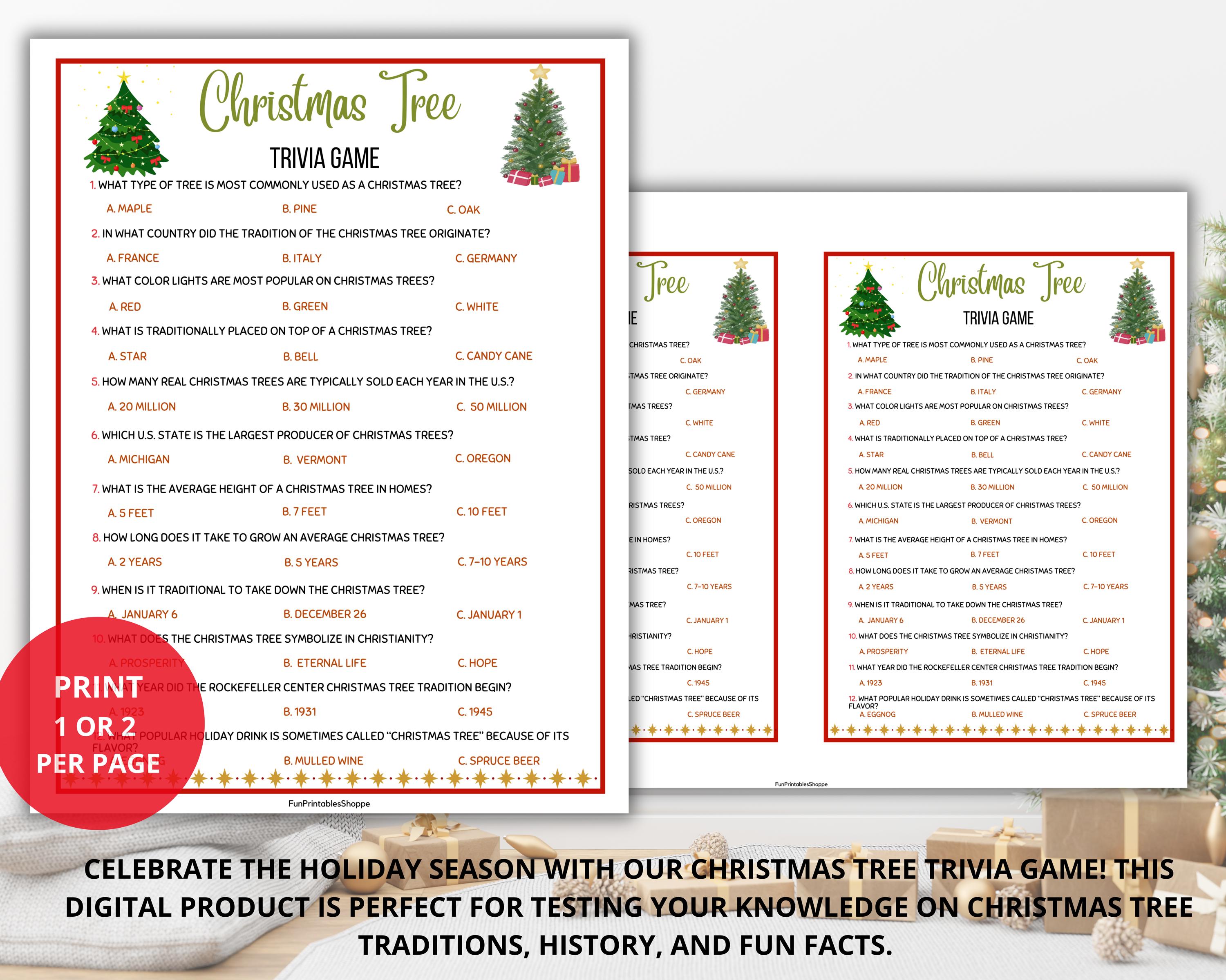 Christmas Tree Trivia,christmas Trivia,christmas Tree Quiz,holiday ...