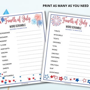 4th of July Word Scramble,4th of July Word Search,4th of July ...
