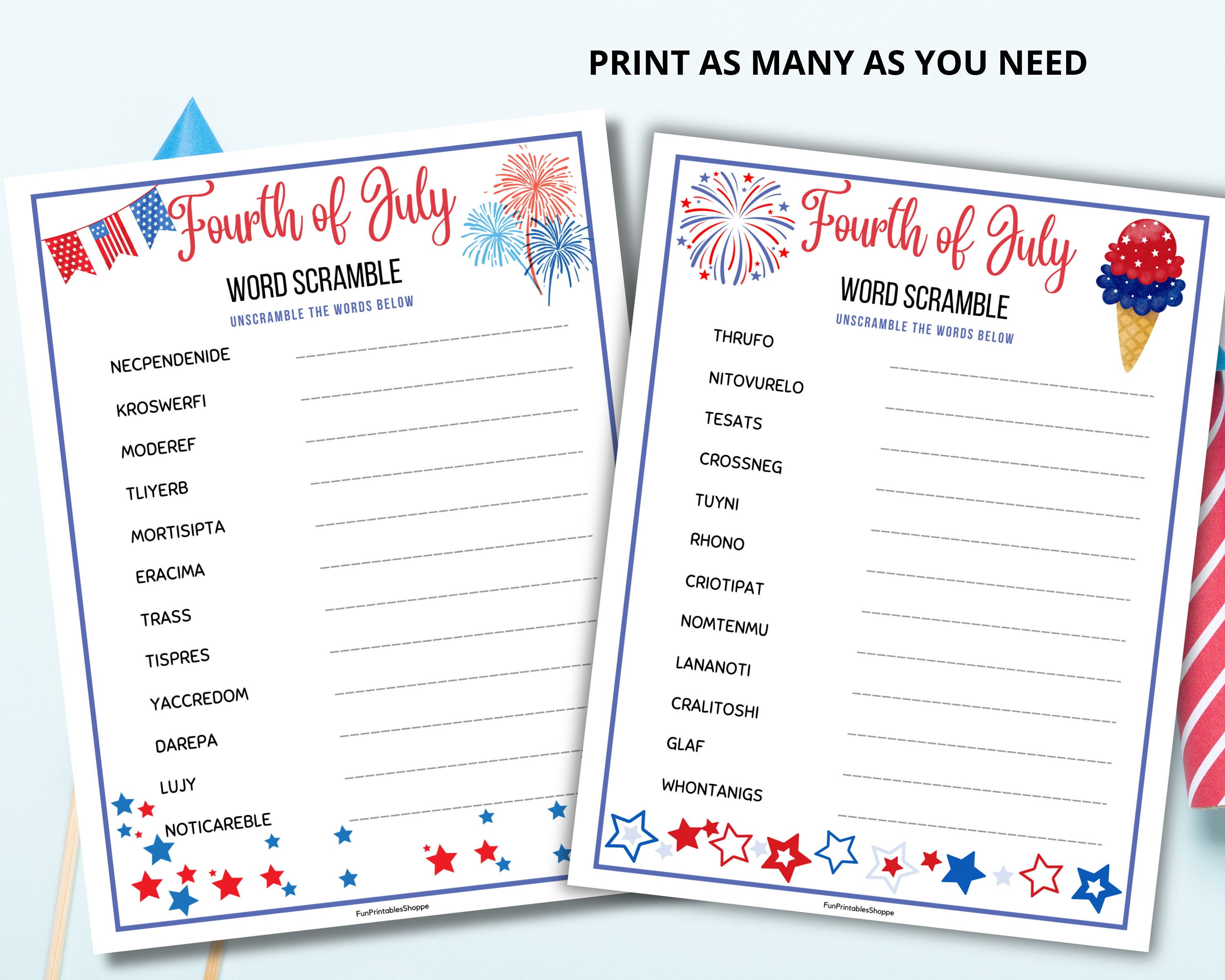 4th of July Word Scramble,4th of July Word Search,4th of July ...