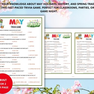 May Trivia Game,month Party Games,may Quiz Question,monthly Trivia Quiz ...